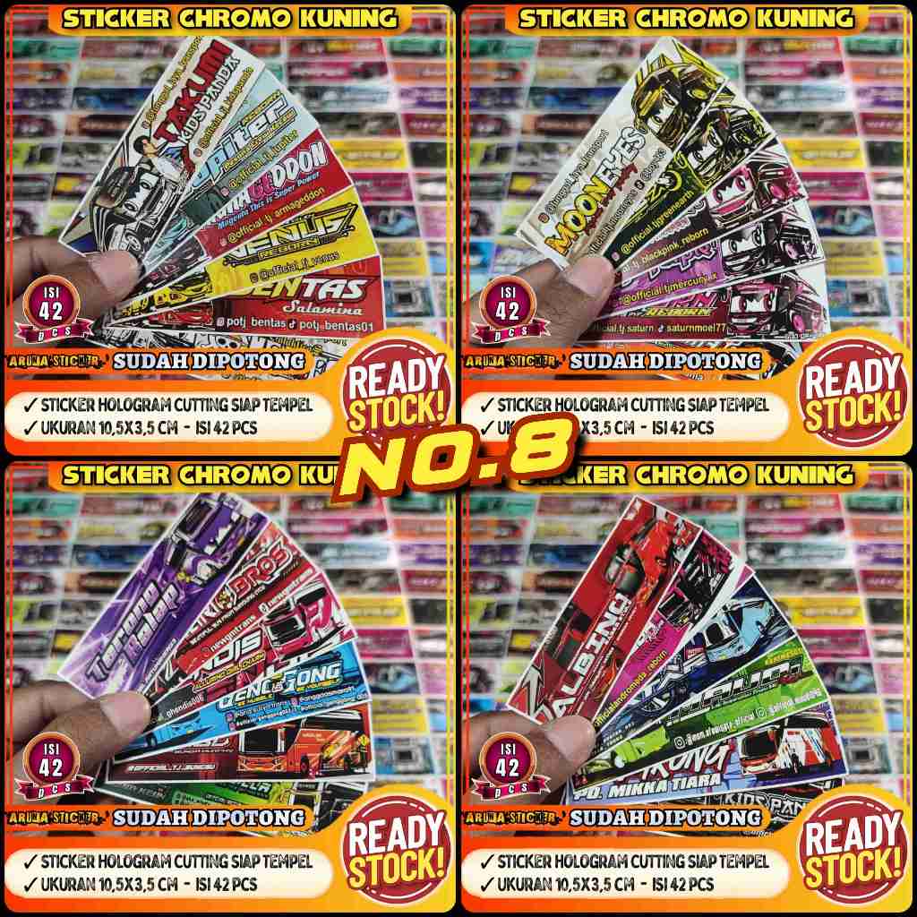 Jual Sticker Bus Telolet Model Panjang Isi 42 pc Bahan Glossy Chromo ...