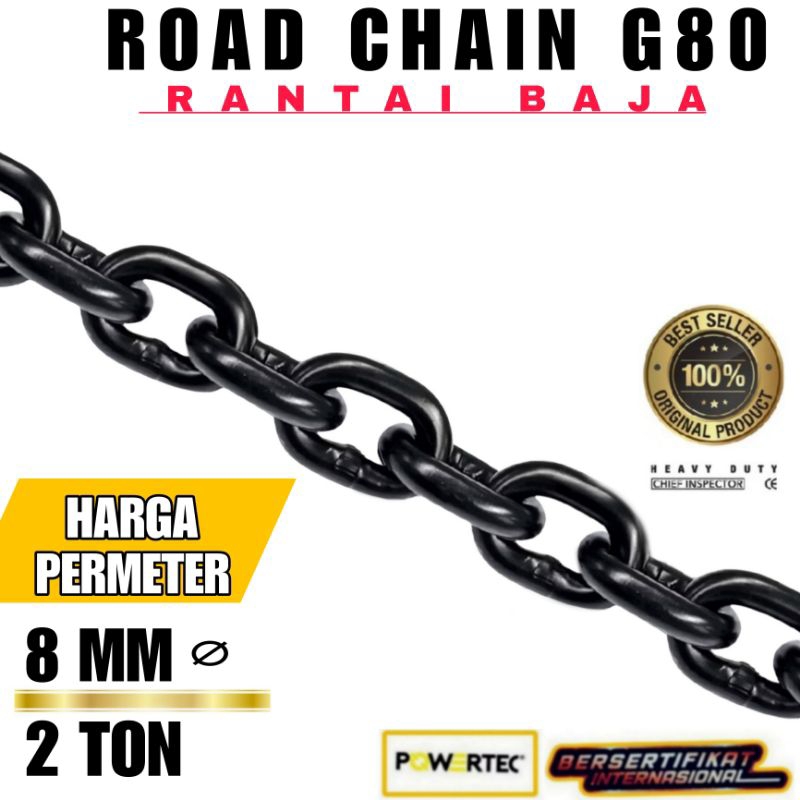 Jual RANTAI BAJA G80 8 MM POWERTEC LOAD CHAIN G80 - 8 MM - METERAN ...