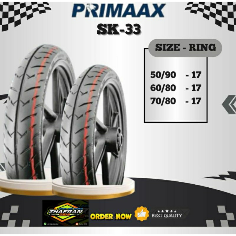 Jual BAN PRIMAAX SK 33 RING 17 UKURAN 70/80-17 TIPE BAN TUBE TYPE| BAN DALAM| MASIH BUNGKUS ...