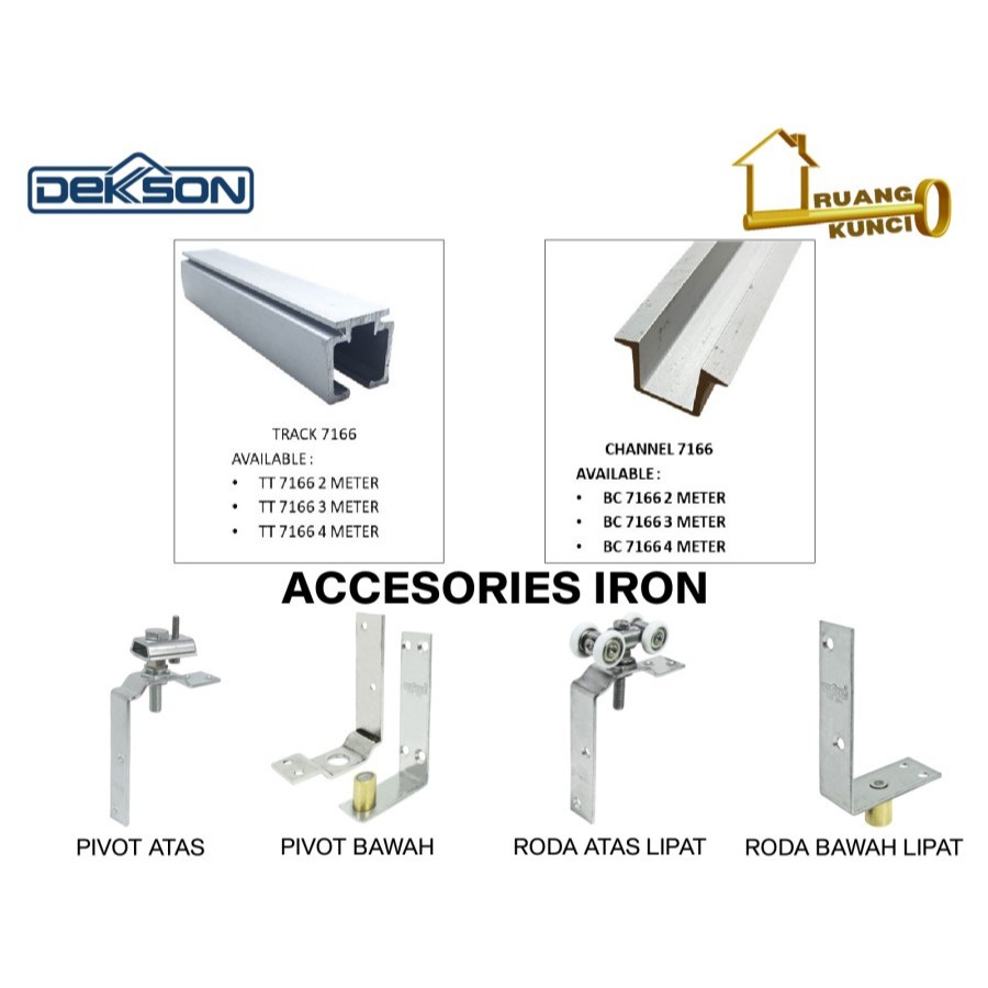 Jual Paket Rel Pintu Lipat Dekkson 7166 Folding Rail Accesories 8166 ...