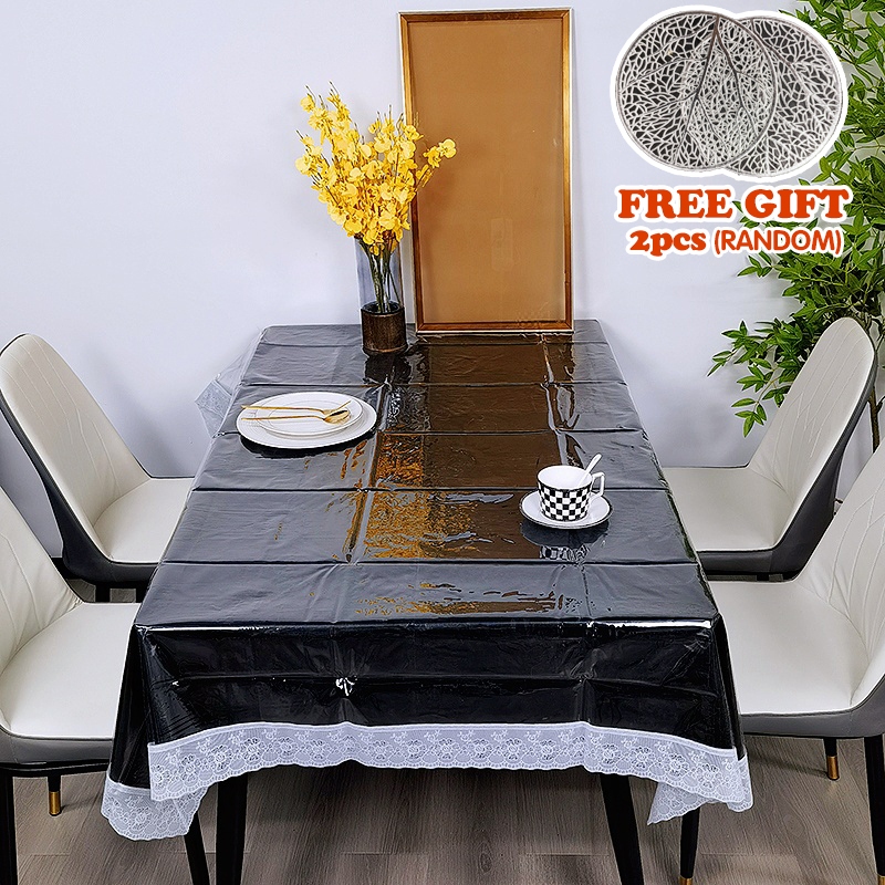 Jual Loyal Bosque Taplak Meja Renda jahitan Bening / Taplak Meja Makan Plastik Bening Transparan ...