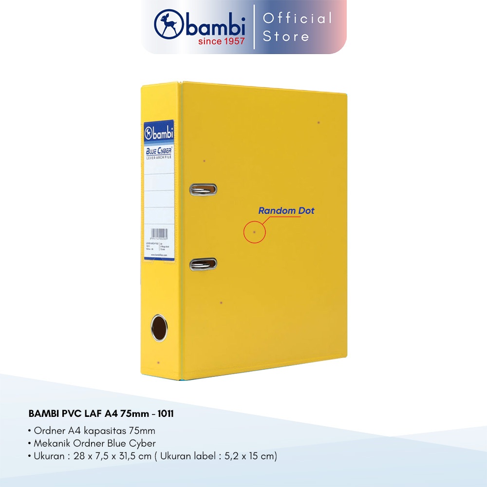 Jual Bambi Lever Arch File Ordner A4 All Color Jumbo Size 75 mm ...