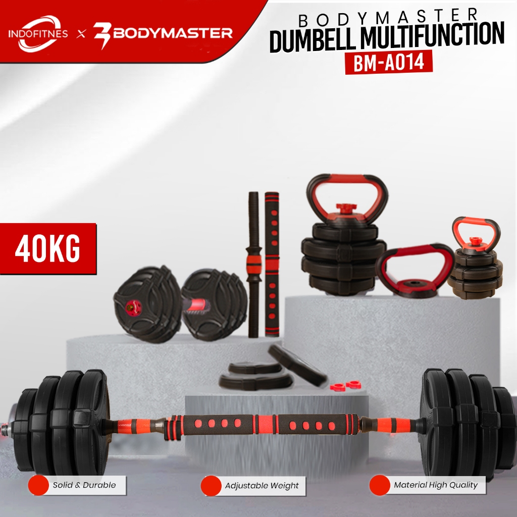 Jual BODYMASTER Premium Adjustable Dumbell 40kg 8in1 A014 Barbel Gym ...