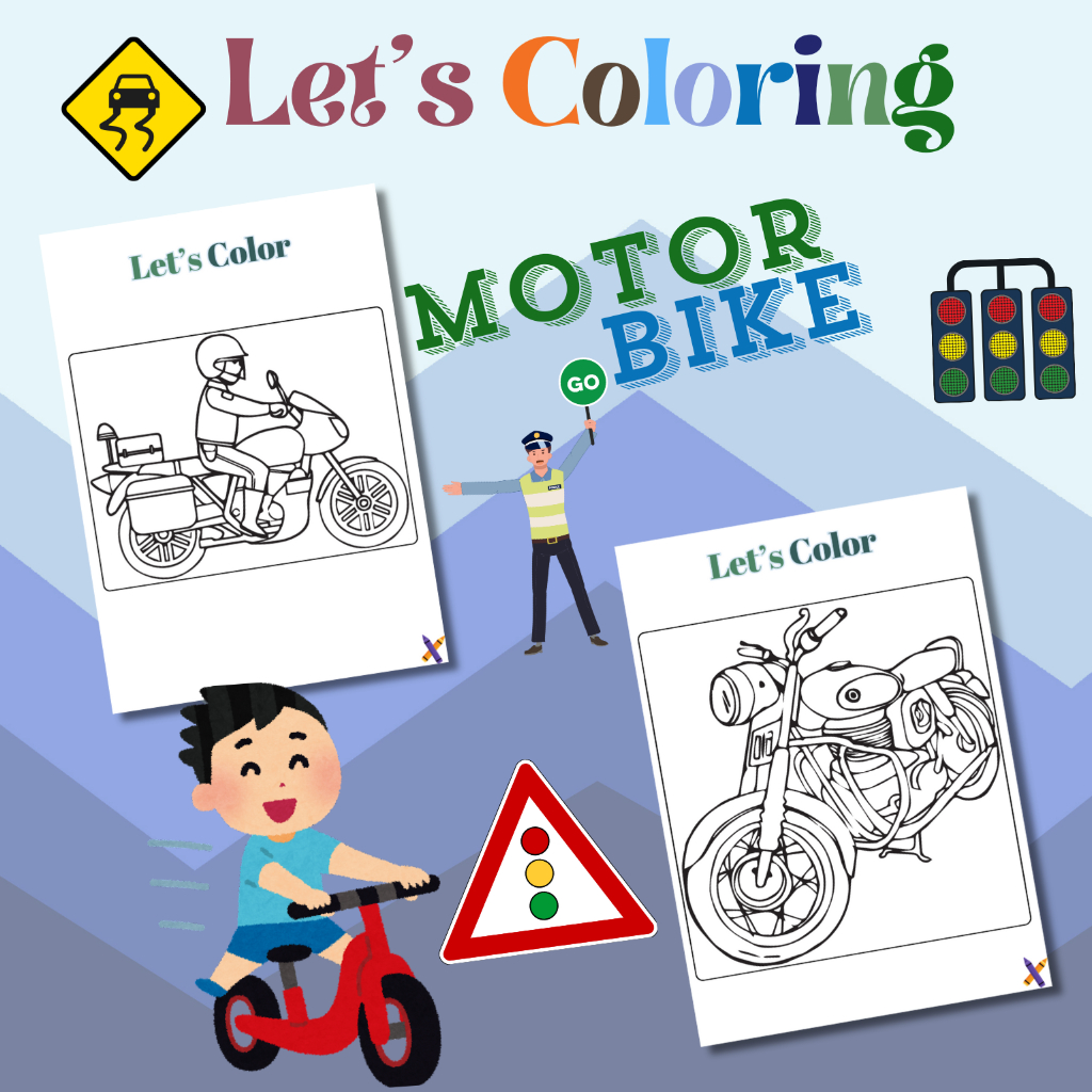 Jual DB005 - Digital book buku mewarnai colouring book motorbike sepeda ...