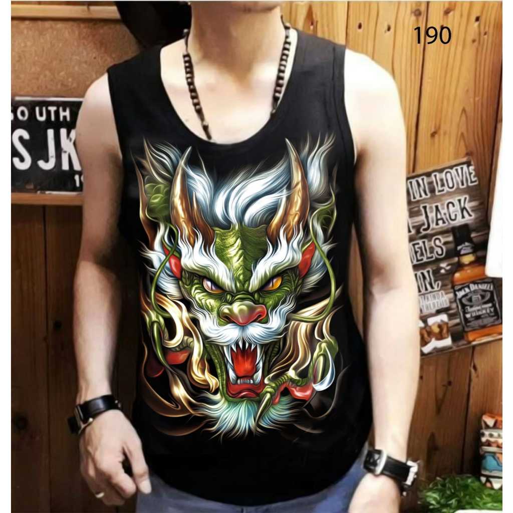 Jual Singlet Pria Santai Hitam Motif Dragon face | Shopee Indonesia