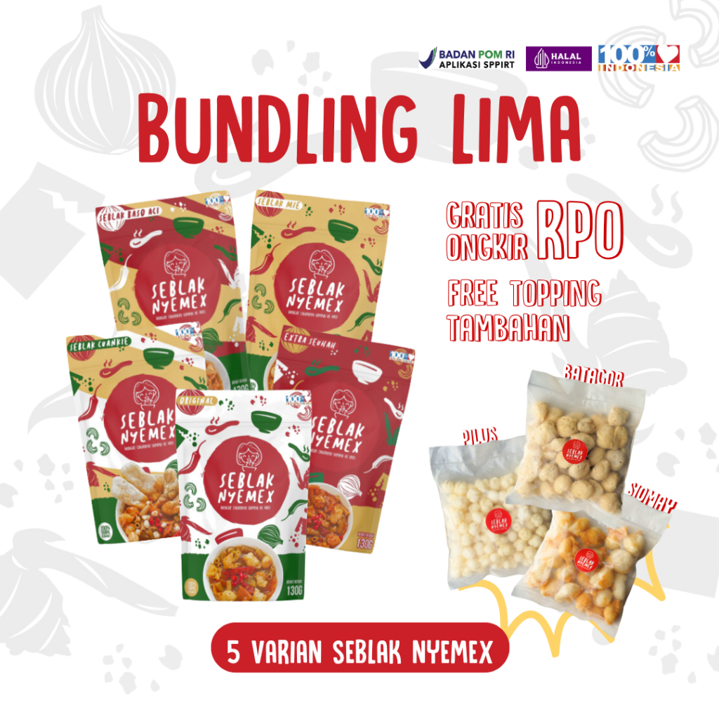 Jual BUNDLING 5 SEBLAK NYEMEX (PAKET SEBLAK INSTAN ISI 5 VARIAN ...