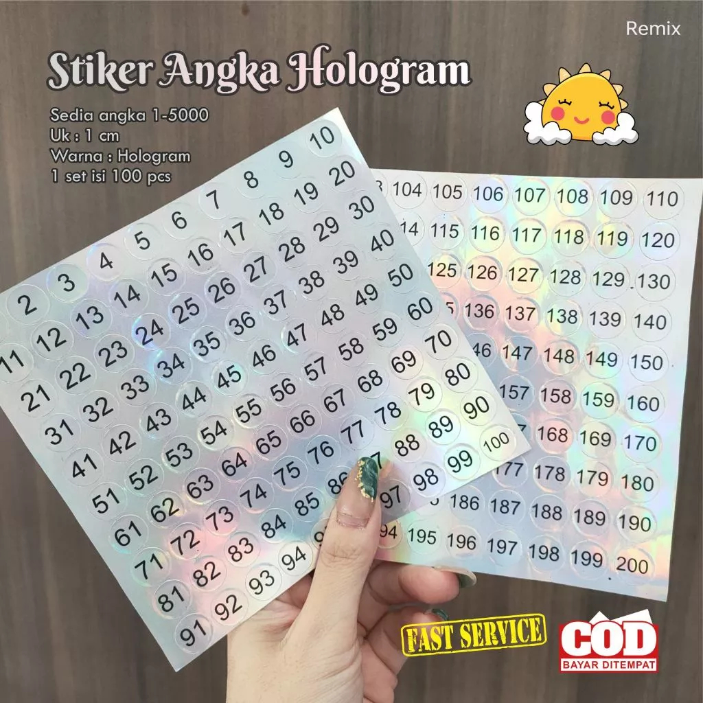 Jual Stiker HOLOGRAM angka 1-100 untuk ditempel di Angpao Wedding ...