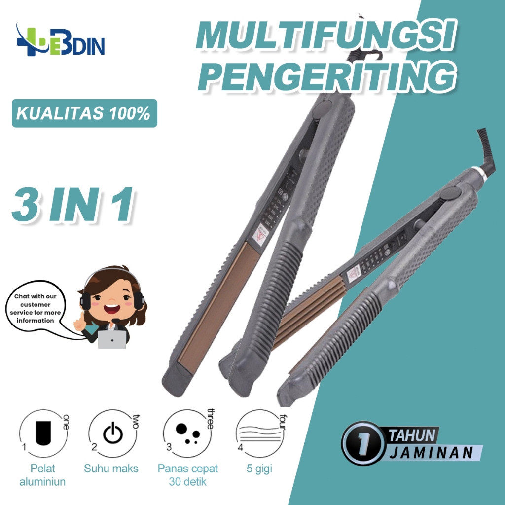 Jual BD ️COD ️ Catokan / 3IN1 Rambut Lurus Mutifungsi Catok Rambut ...
