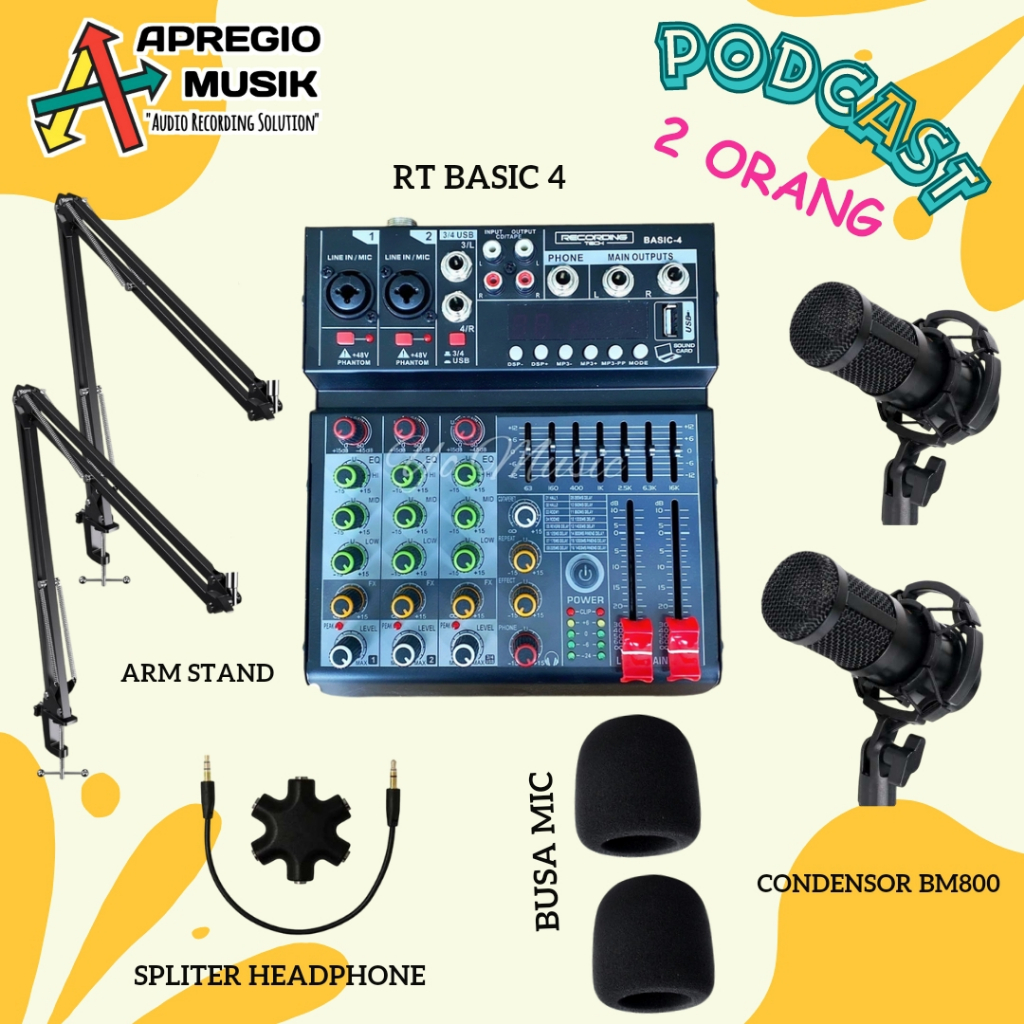 Jual Paket Podcast 2 orang Murah RT Basic4 elegant6 Bm800 lengkap ...