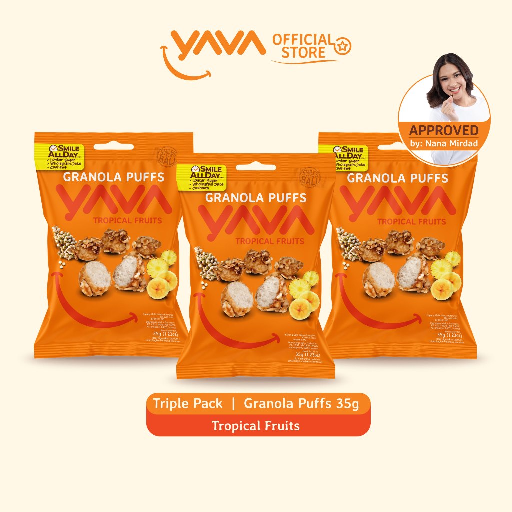 Jual YAVA Triple Pack Granola Puffs Tropical Fruits (3 x 35g) | Shopee ...