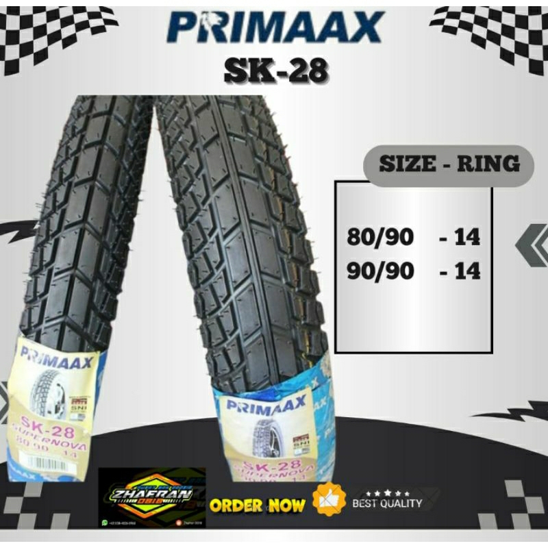 Jual BAN PRIMAAX MATIK UKURAN 80/90 RING 14 SK 28 DENGAN TIPE BAN TUNE ...