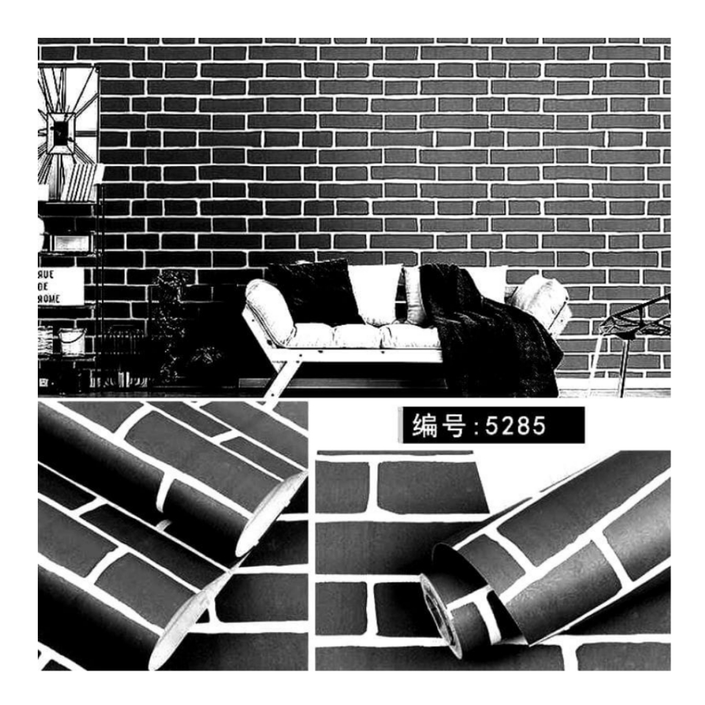 Jual Wallpaper Dinding Motif Bata 45cm x 10m Bata Hitam Klasik ...