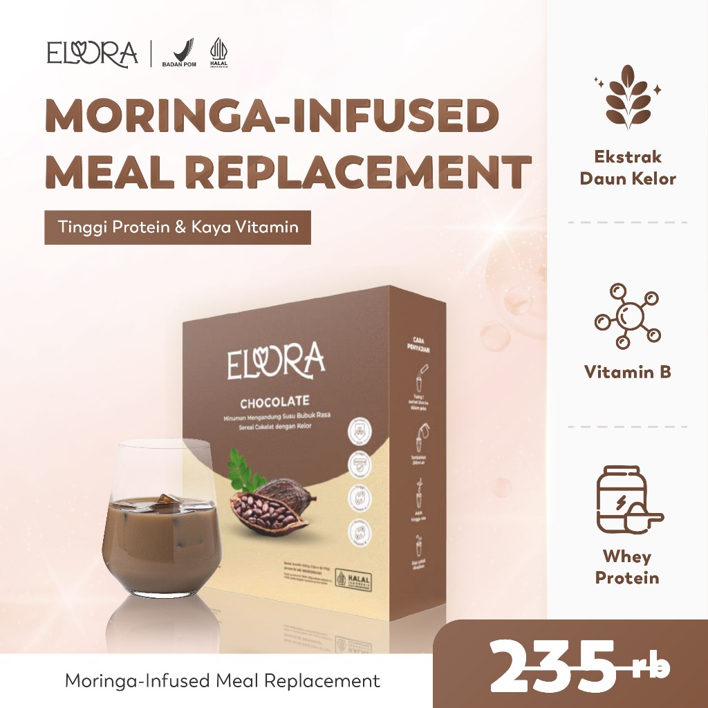 Jual ELORA Moringa-Infused Meal Replacement - 1 Box (12 Sachet)| Meal ...