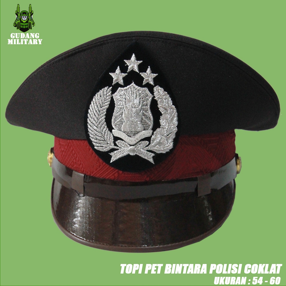Jual Topi Pet Bintara | Pama | Pamen Polisi Coklat | Aksesoris Seragam ...