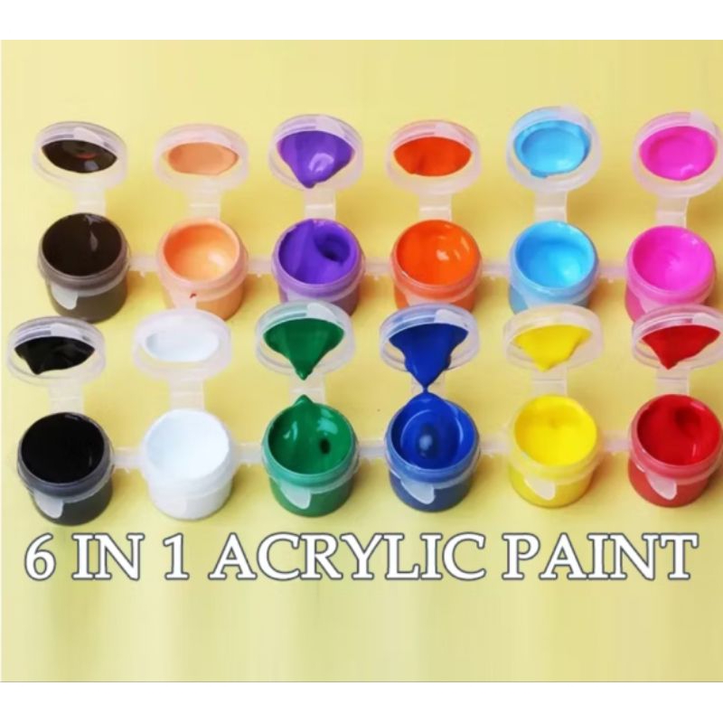 Jual Cat Akrilik Set 2ml Set Kuas Cat Akriik Warna Palet Anak-anak ...