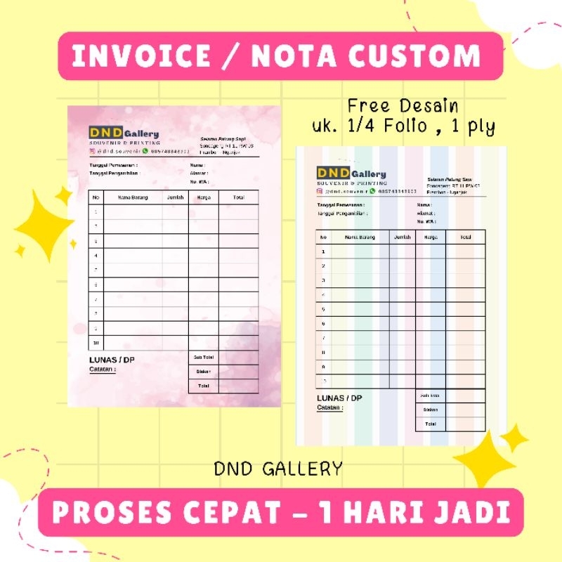 Jual CETAK NOTA TOKO CUSTOM / CETAK INVOICE CUSTOM / CETAK NOTA OLSHOP ...