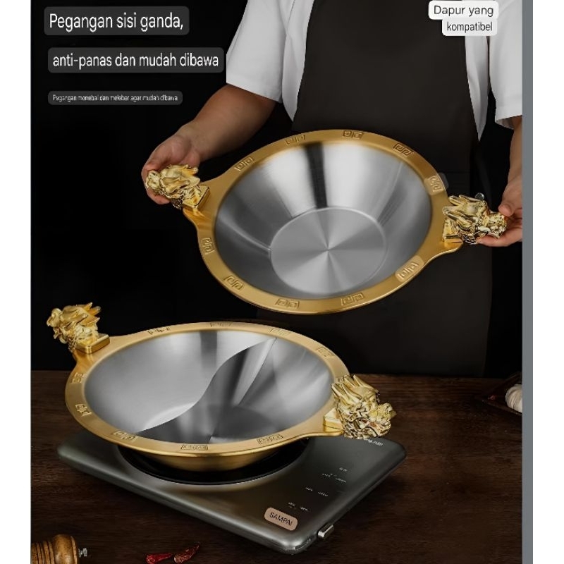 Jual Youya. Panci Shabu hotpot sekat 2 stainless 304 kepala naga. harga termasuk kepala naga ...