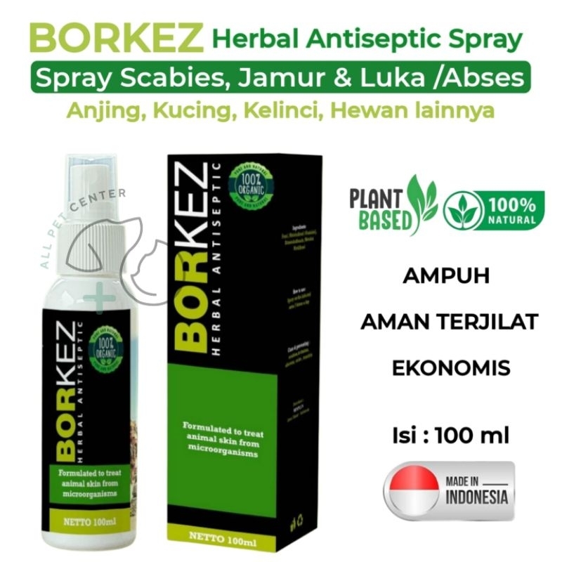 Jual Obat Jamur Kucing Obat Jamur Anjing BORKEZ Herbal Antiseptic Spray ...