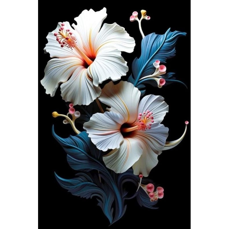 Jual lukisan cetak digital printing bunga kembang sepatu indah plus ...