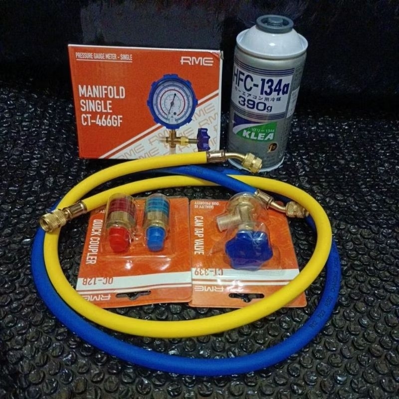 Jual PAKET KOMPLIT ISI PREON AC MOBIL # REFRIGERANT / PREON R134 KLEA # QOUICK QOUPLER ...