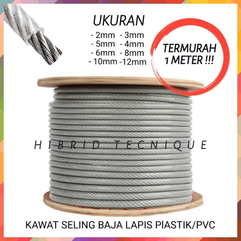 Jual Tali Seling Baja Kawat Seling Lapis Plastik PVC 2 3 4 5 6 mm Kawat Tali Seling baja Lapis ...