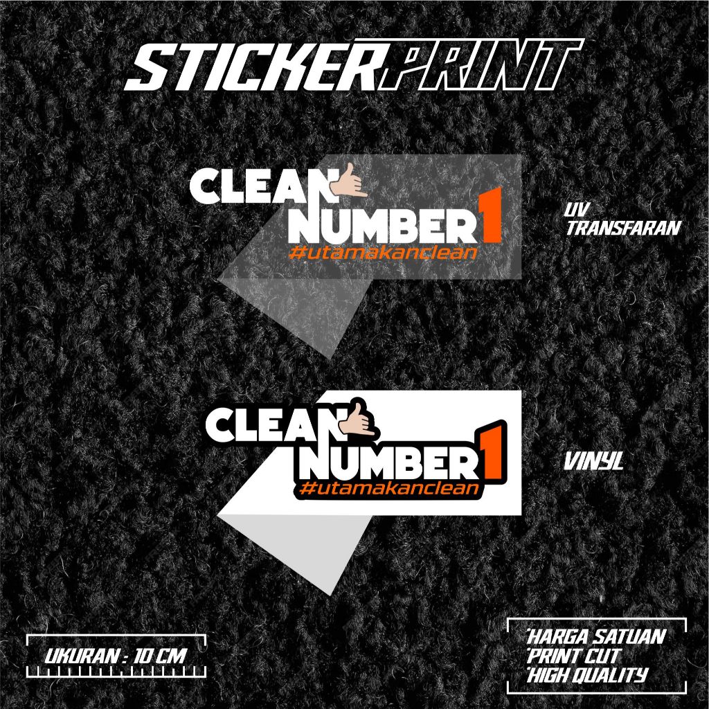 Jual Sticker Clean Number One Stiker Motor Stiker Mobil Stiker Helm ...