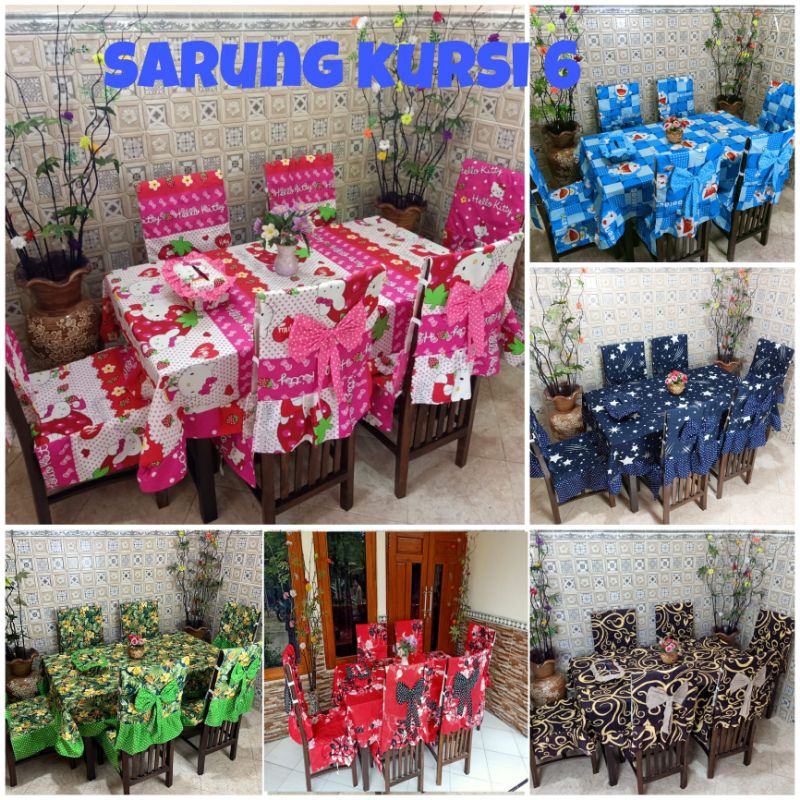 Jual Sarung kursi makan Taplak meja makan kursi 6 set | Shopee Indonesia