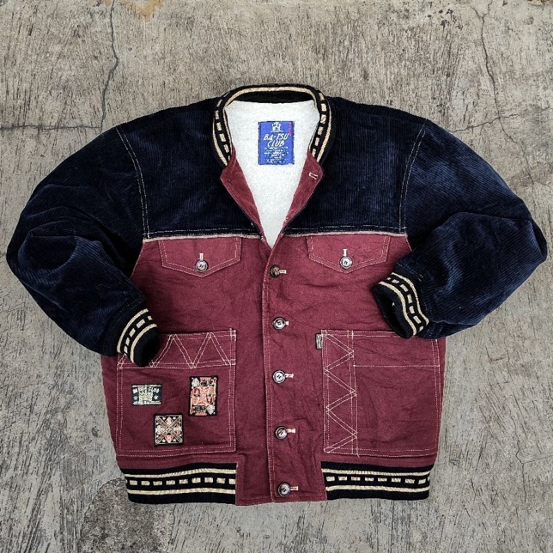 Jual Very Rare Vtg 80s Ba-tsu Club Corduroy Suede Leather Varsity ...
