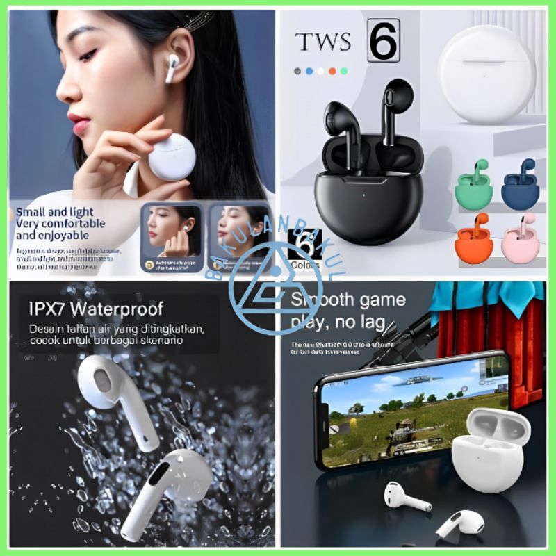 Jual New TWS Pro 6 Earphone Earbud Headset Sport Waterproof Bass ...