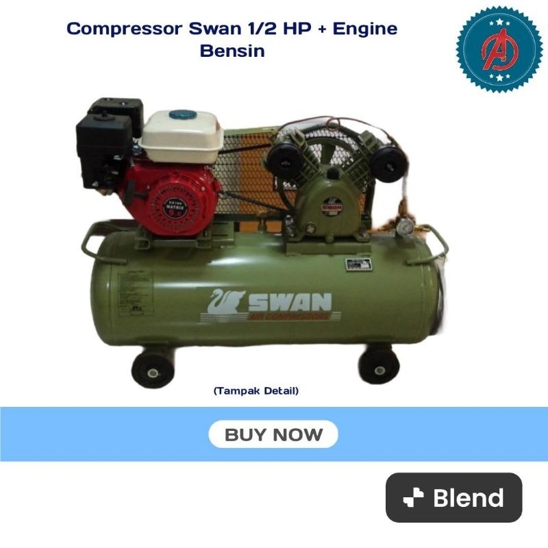 Jual Kompresor Swan 1/2 HP + Mesin Engine 6½ HP / Air Compressor Swan ...