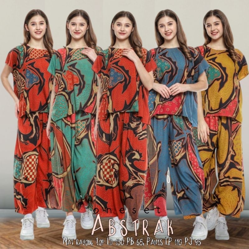 Jual Semerbak Setelan abstrak kulot celana panjang Ld 130 rayon jumbo ...