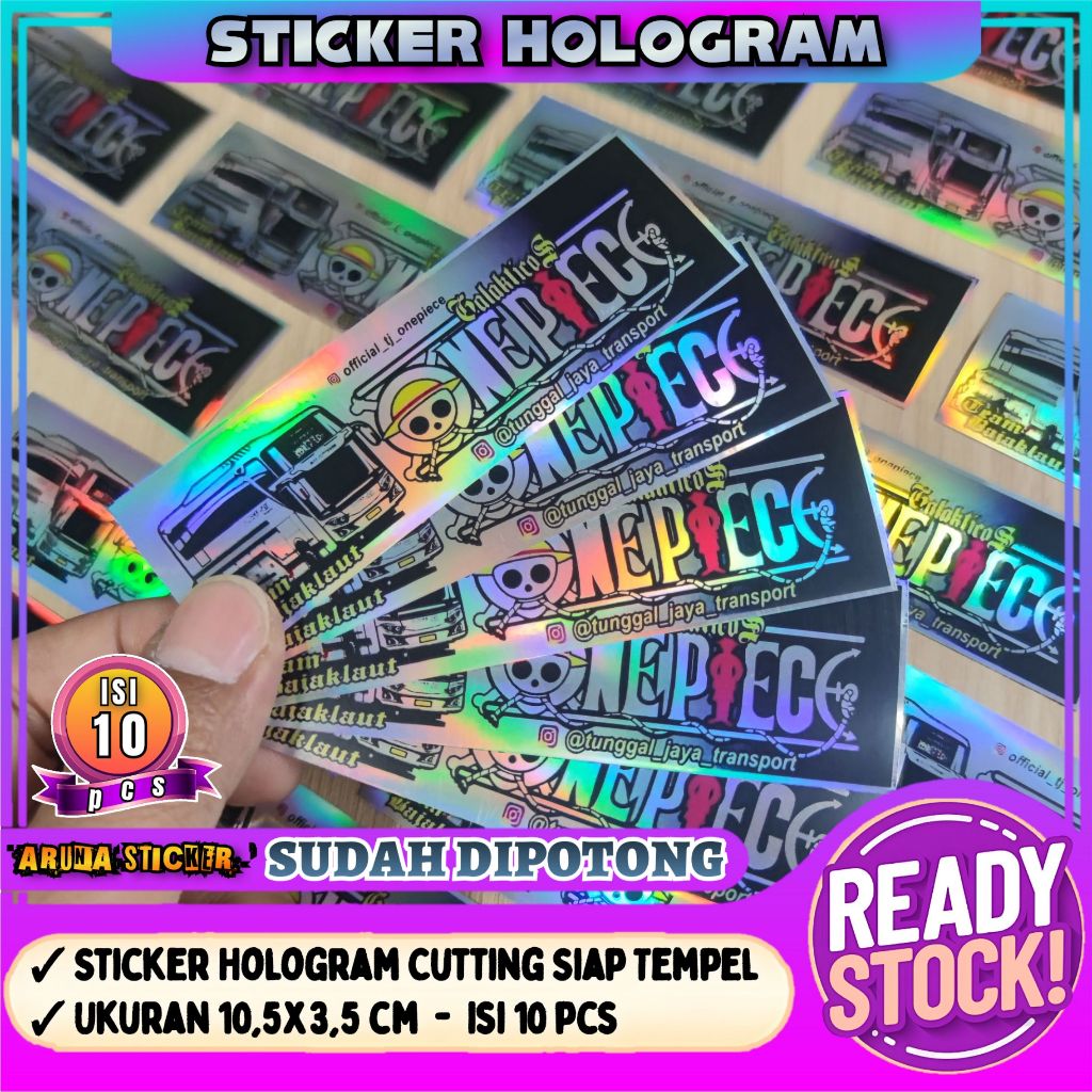 Jual 10 pc Sticker Bus One Piece Hologram Panjang SUDAH DIPOTONG ...