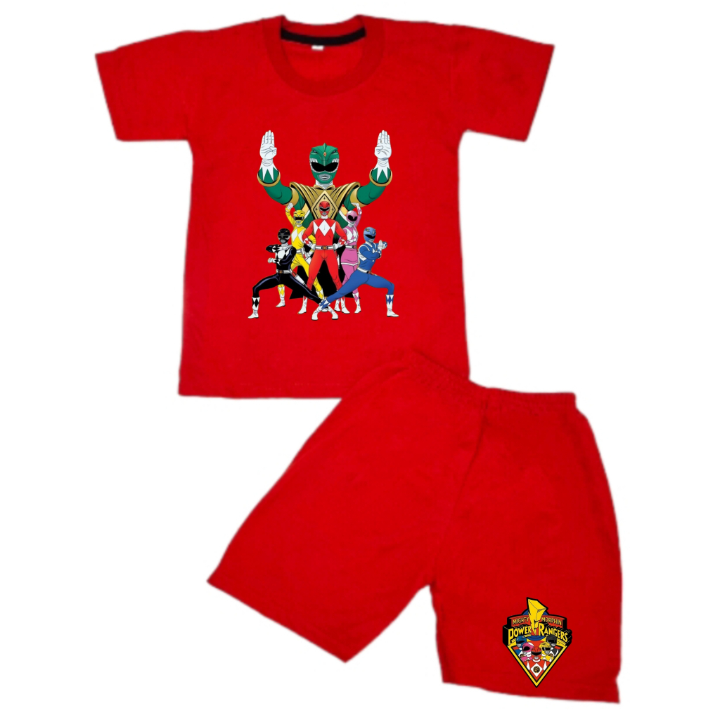 Jual Setelan Baju Kaos Anak Power Rangers Mighty BISA COD | Shopee ...