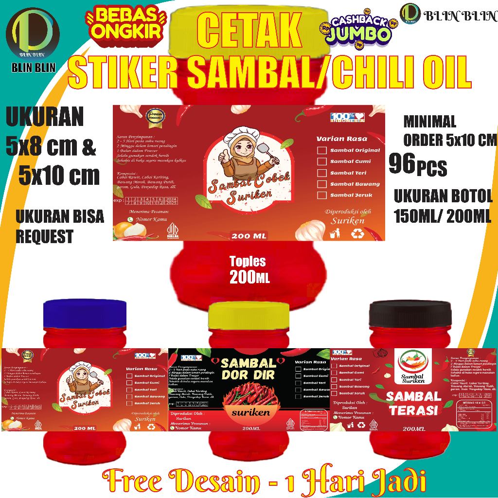 Jual Cetak Stiker Sambal, Stiker Lebel Sambal, Stiker Kemasan 150 ml ... Jual Cetak Stiker Sambal, Stiker Lebel Sambal, Stiker Kemasan 150 ml ...