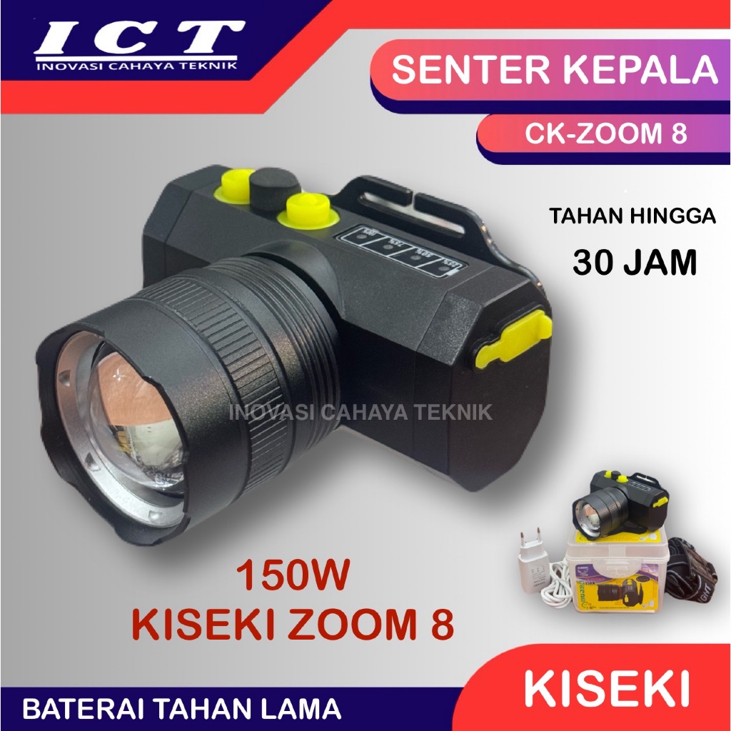 Jual Senter Kepala Kiseki Zoom 8 / Senter Kepala Super Terang 150W ...