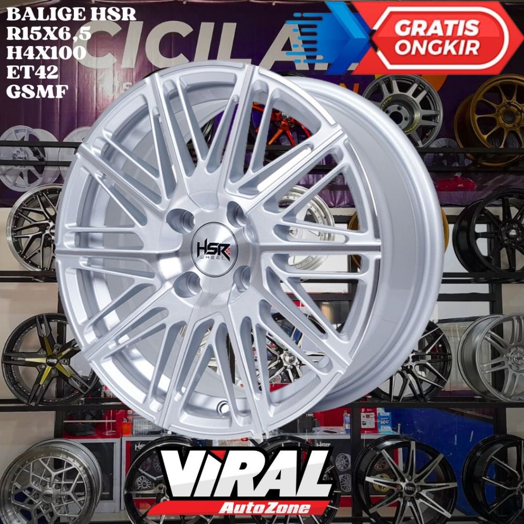 Jual Velg Mobil Ring 15 HSR BALIGE R15 LEBAR 6,5 LUBANG 4 PCD 4X100 ET42 GSMF | Shopee Indonesia