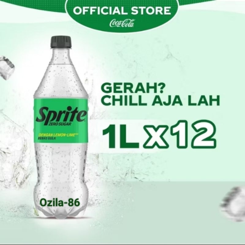 Jual Sprite Zero Lemon Lime Minuman yang Soda-Botol 1L x 12 pcs ...