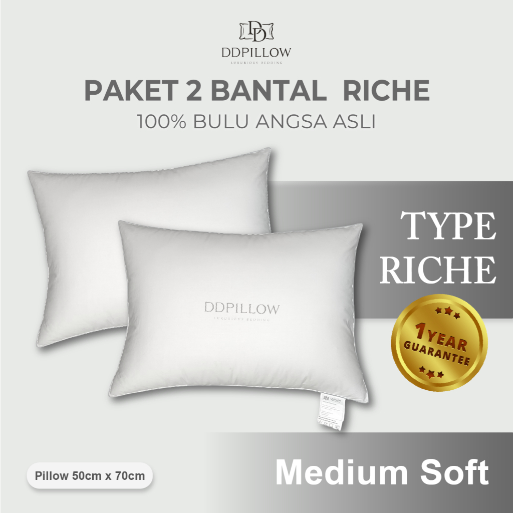 Jual DDPillow Set 2 Bantal Bulu Angsa Asli, Type Riche (Medium Soft) / Bantal Tidur Hotel ...