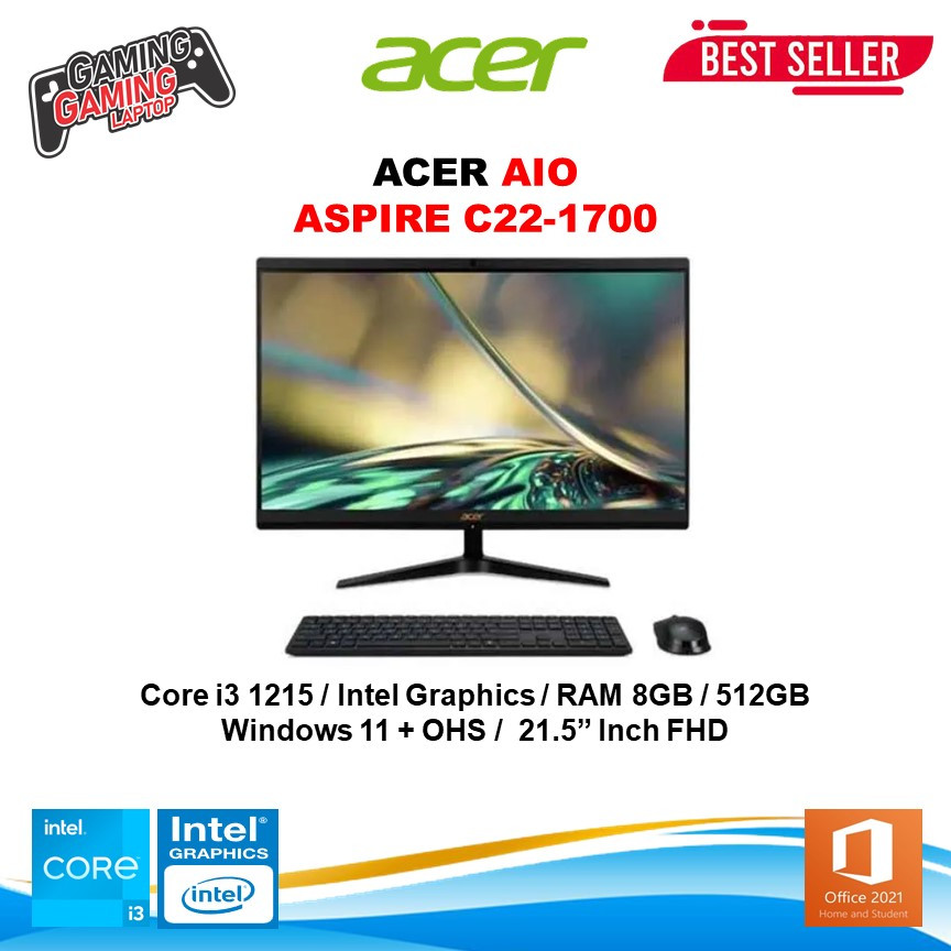Jual ACER AIO PC All In One Aspire C22-1700 Core i3 1215 Ram 8GB 512GB ...