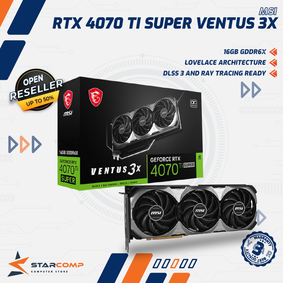 Jual MSI GeForce RTX 4070 Ti SUPER VENTUS 3X 16GB GDDR6X | Shopee Indonesia