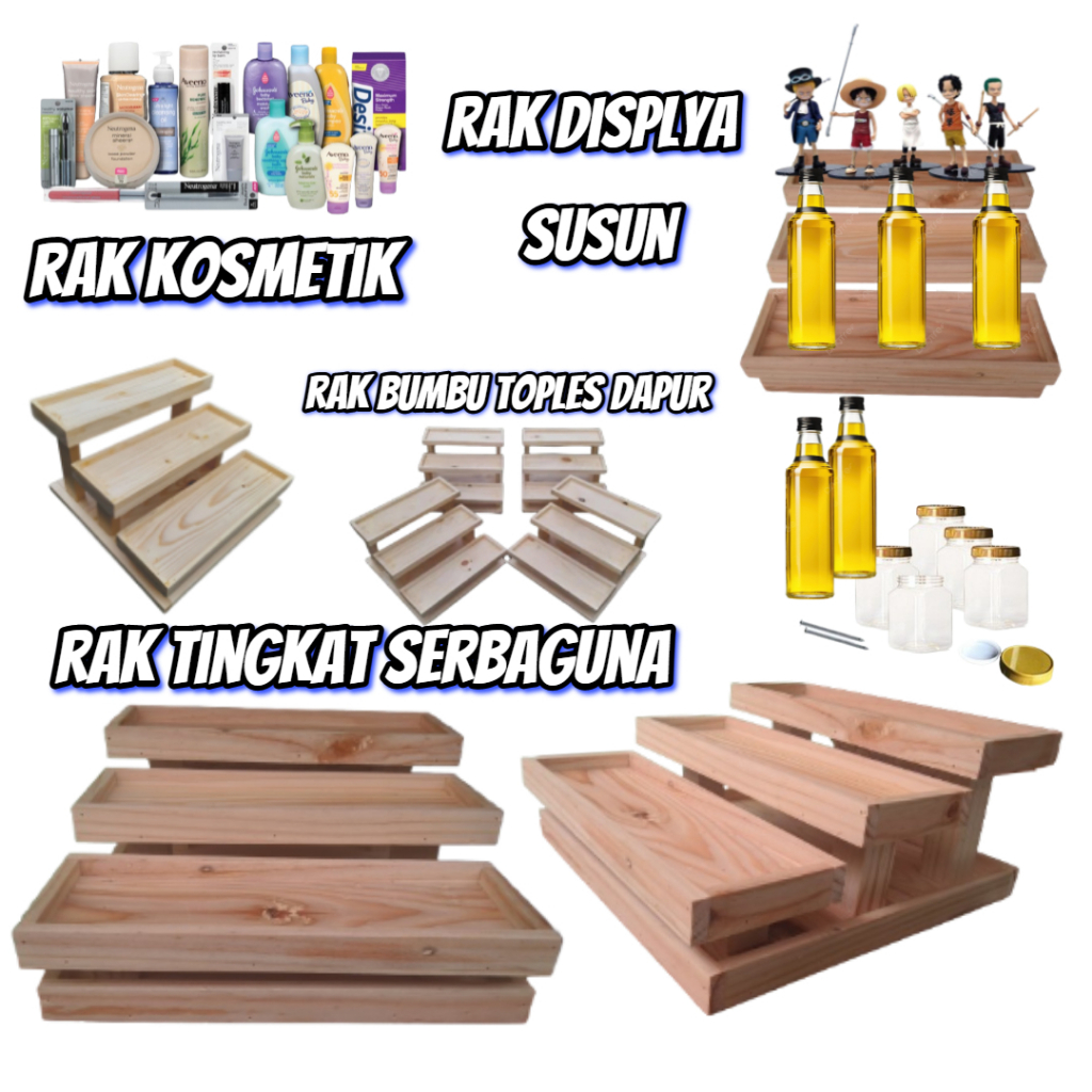 Jual Rak Display Kayu Kotak Estetik Rak Susun Tangga Minimalis | Shopee ...