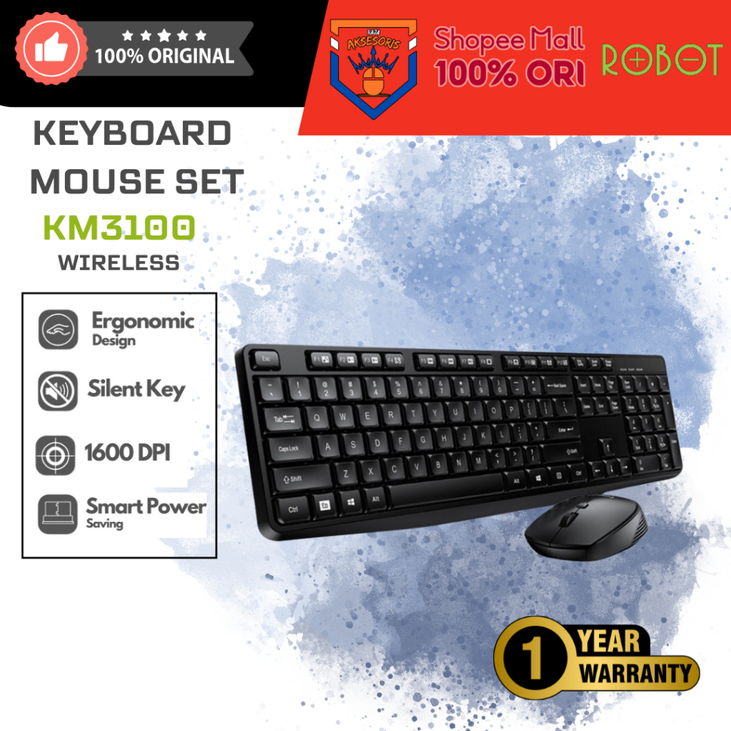 Jual ROBOT Portable Wireless Set Combo Keyboard and Mouse KM3100 ...