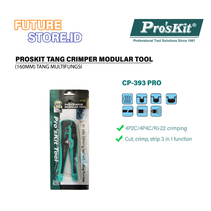 Jual PROSKIT CP-393 PRO-CRIMPER MODULAR TOOL (160MM) = TANG CRIMPING ...