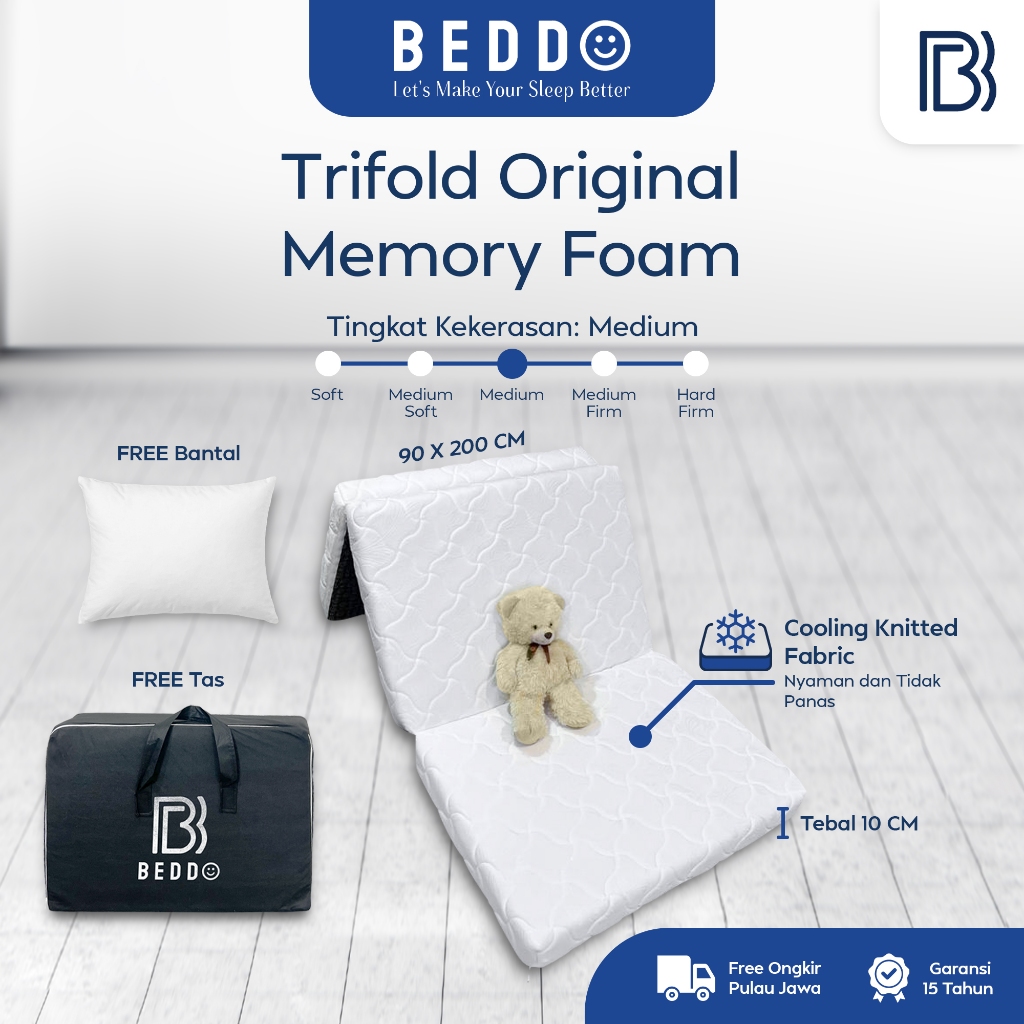 Jual Beddo Trifold Foam Mattress 90x200x10 cm | Shopee Indonesia