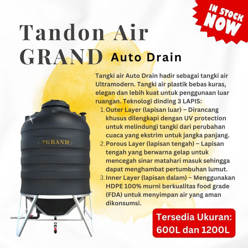 Jual TANDON AIR GRAND BERKAKI / AUTO DRAIN | Shopee Indonesia