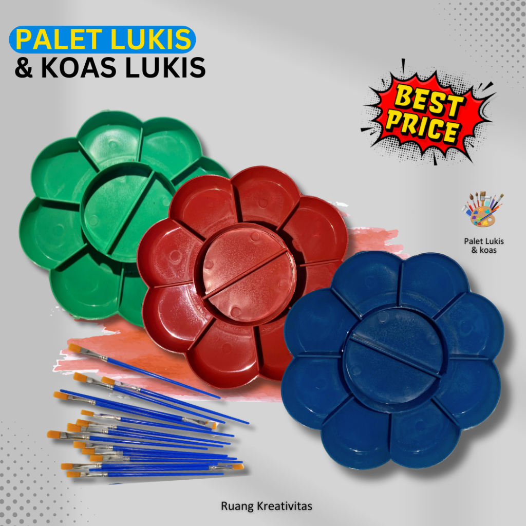 Jual Kuas lukis & Palet Lukis Diameter 12 Cm cocok untuk ( Kanvas ...