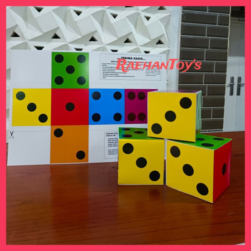 Jual DADU KARTON BERBENTUK KUBUS UNTUK PERMAINAN ULAR TANGGA JUMBO ...