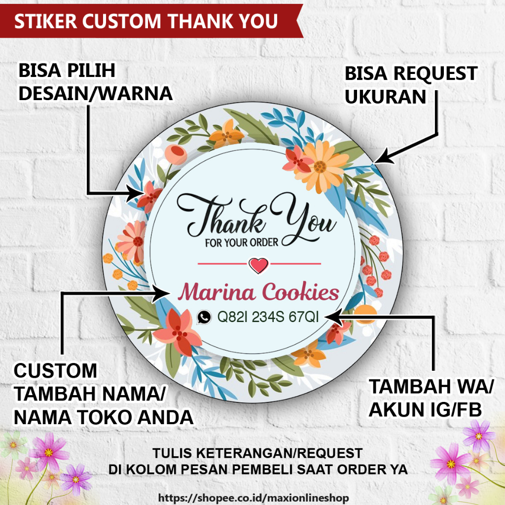 Jual Sticker Thankyou isi 100 Pcs/ Sticker Thank You Custom Nama Toko ...