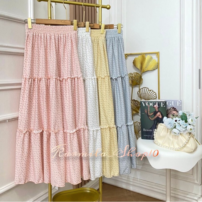 Jual [ Camelia Skirt ] Rok Susun Ruffle Korean | Rok Motif | Rok Flower ...