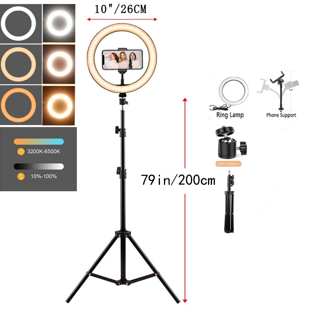 Jual Lampu Ring Light LED Selfie Ringlight 10 Inch with Smartphone ...